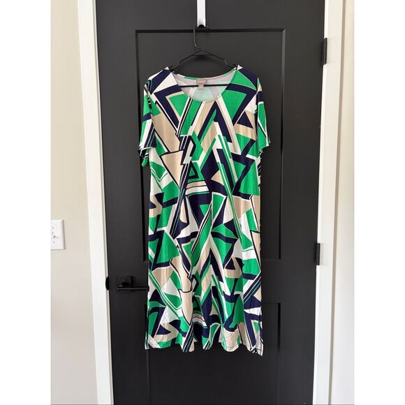 Chico's | Dresses | Chicos Geometric Print Shift Dress Size 3 Xl Flowy ...